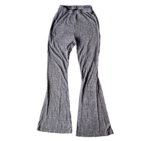 SHEIN | Pants & Jumpsuits | Shein Gray Ribbed High Waisted Flare Form ...